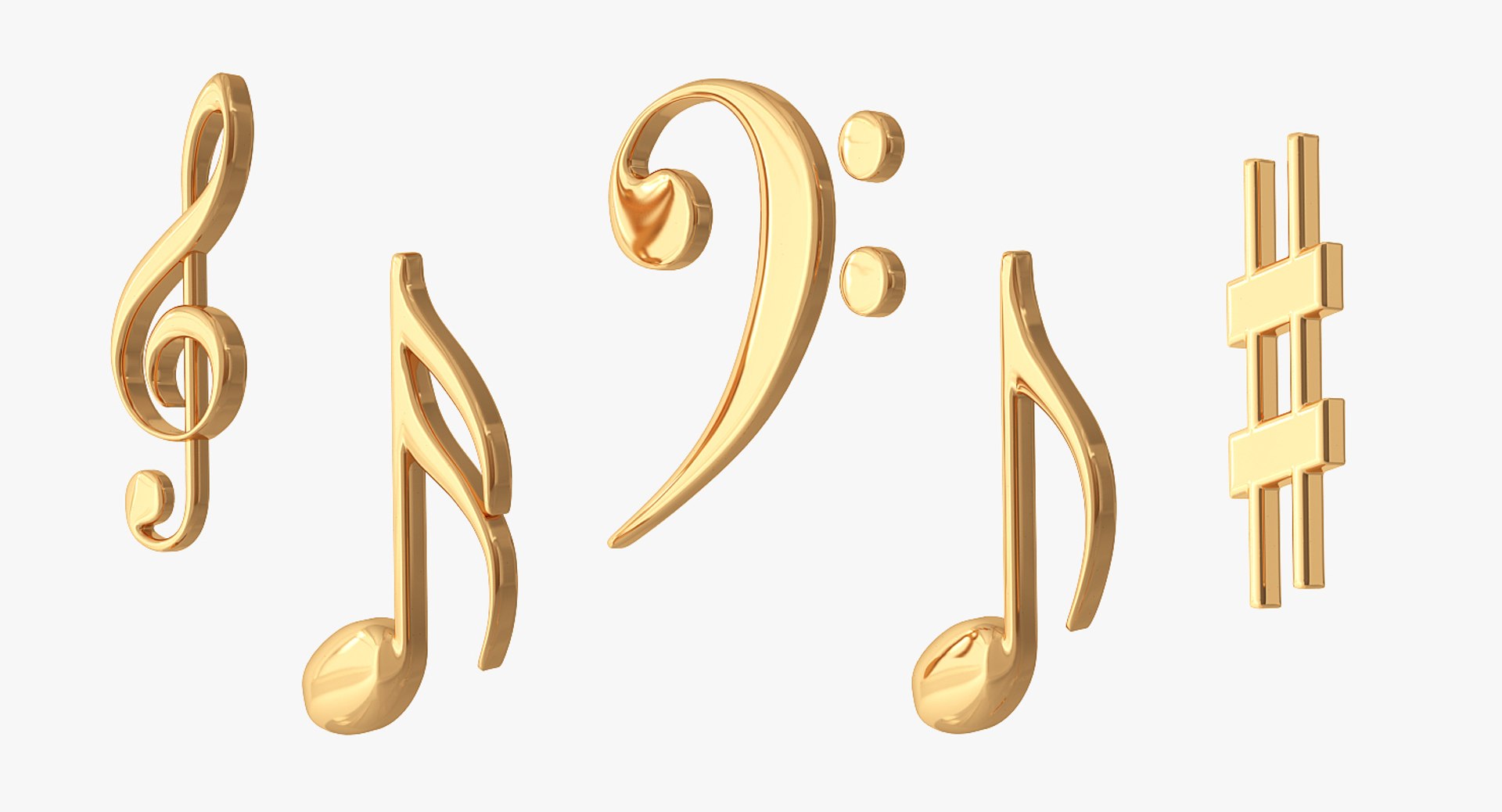 3D Golden Musical Notes Model - TurboSquid 1434271