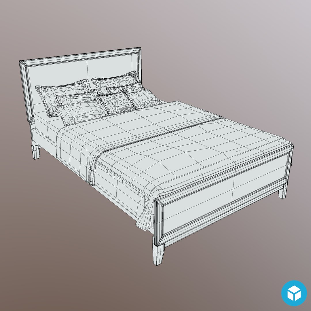3D Rustic Queen Size Bed Model - TurboSquid 1326668