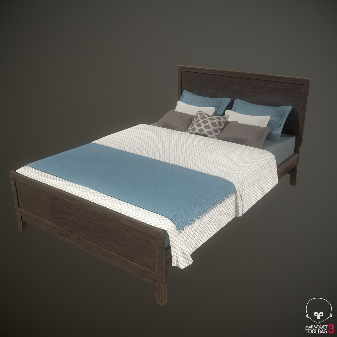 3D Rustic Queen Size Bed Model - TurboSquid 1326668