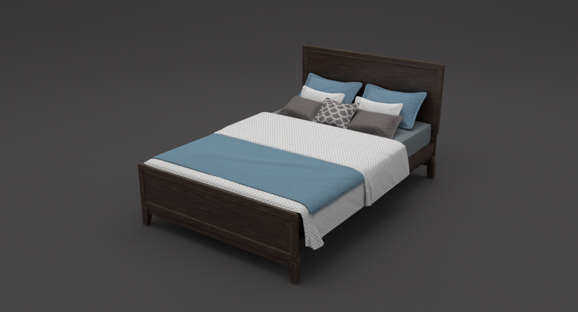 3D Rustic Queen Size Bed Model - TurboSquid 1326668