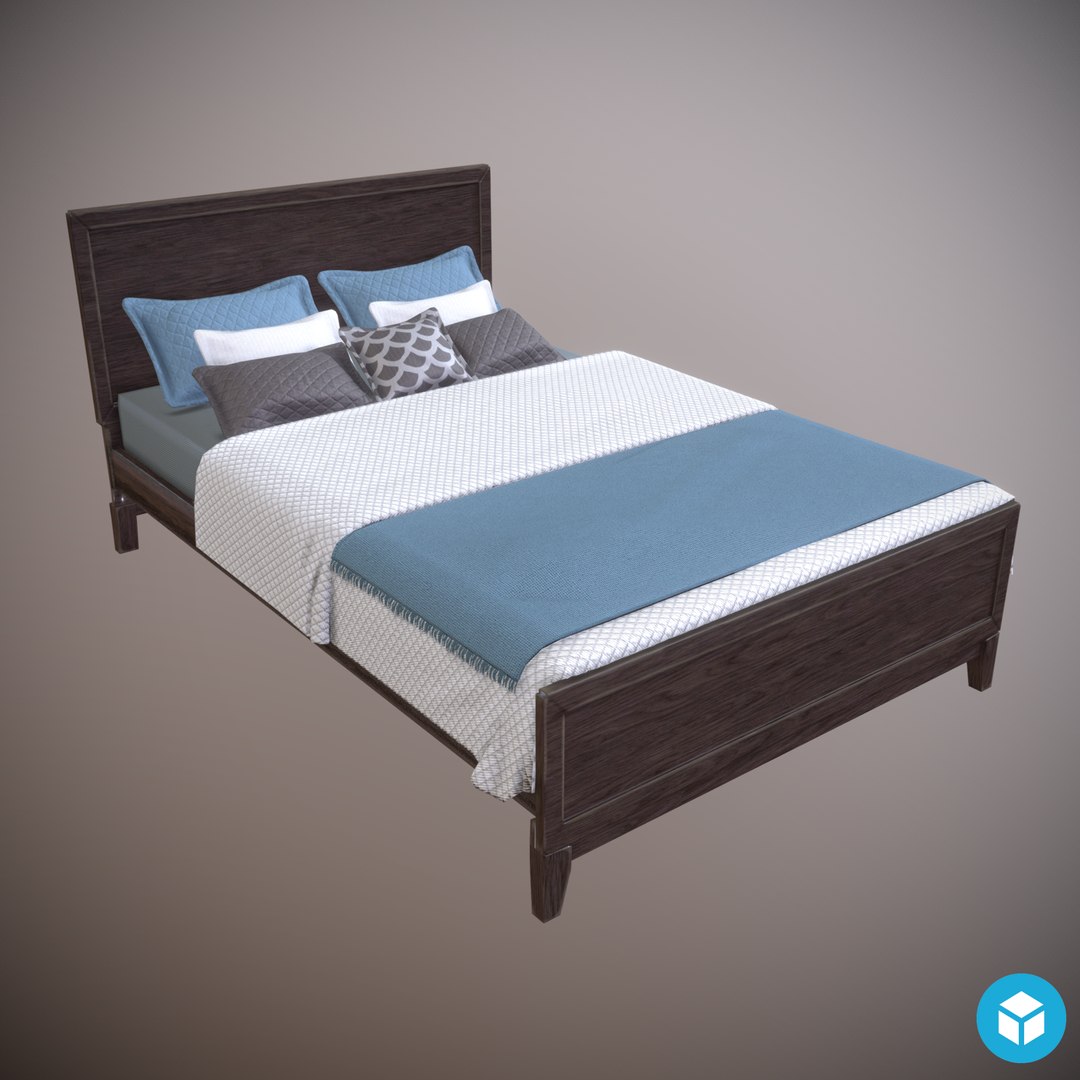 3D Rustic Queen Size Bed Model - TurboSquid 1326668