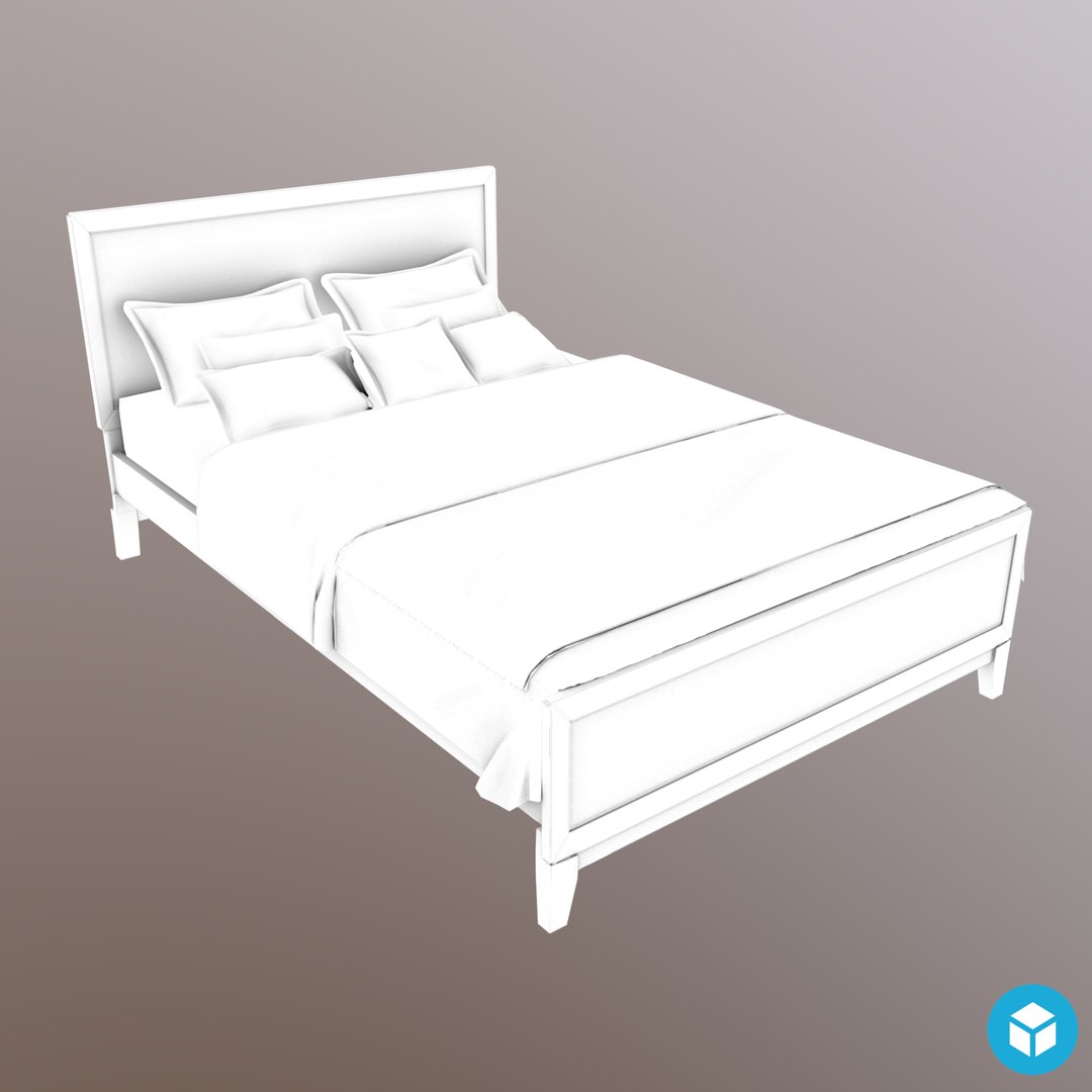 3D Rustic Queen Size Bed Model - TurboSquid 1326668