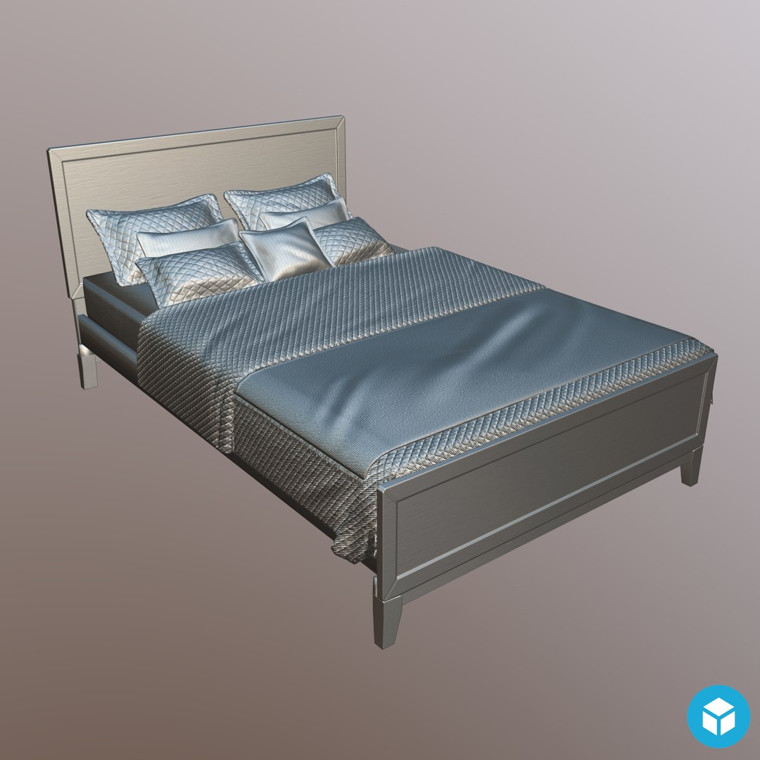 3D Rustic Queen Size Bed Model - TurboSquid 1326668