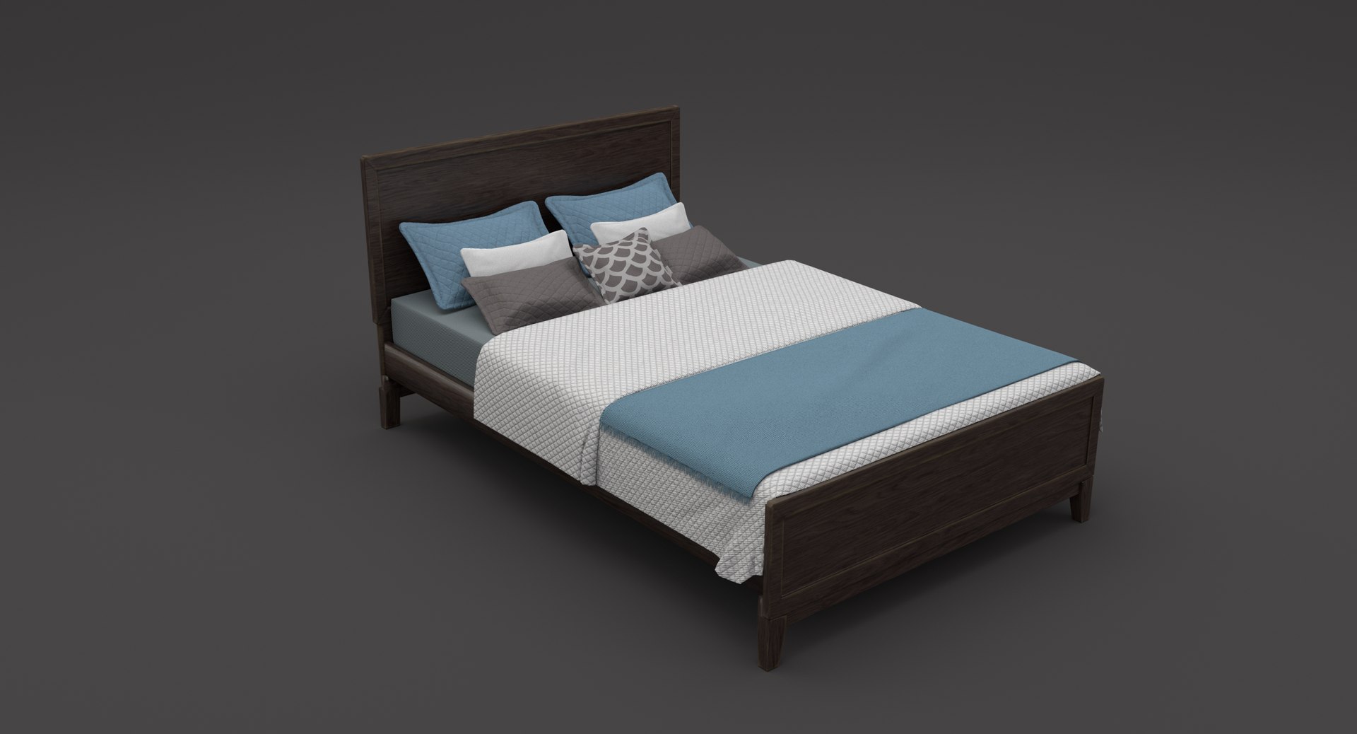 3D Rustic Queen Size Bed Model - TurboSquid 1326668