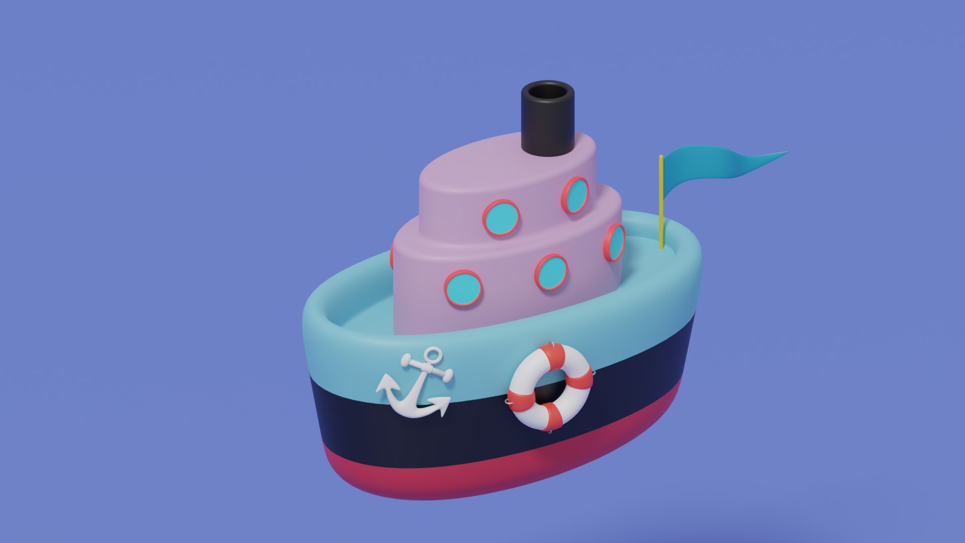 Cartoon Cute Ship Boat 3D Model - TurboSquid 1951096