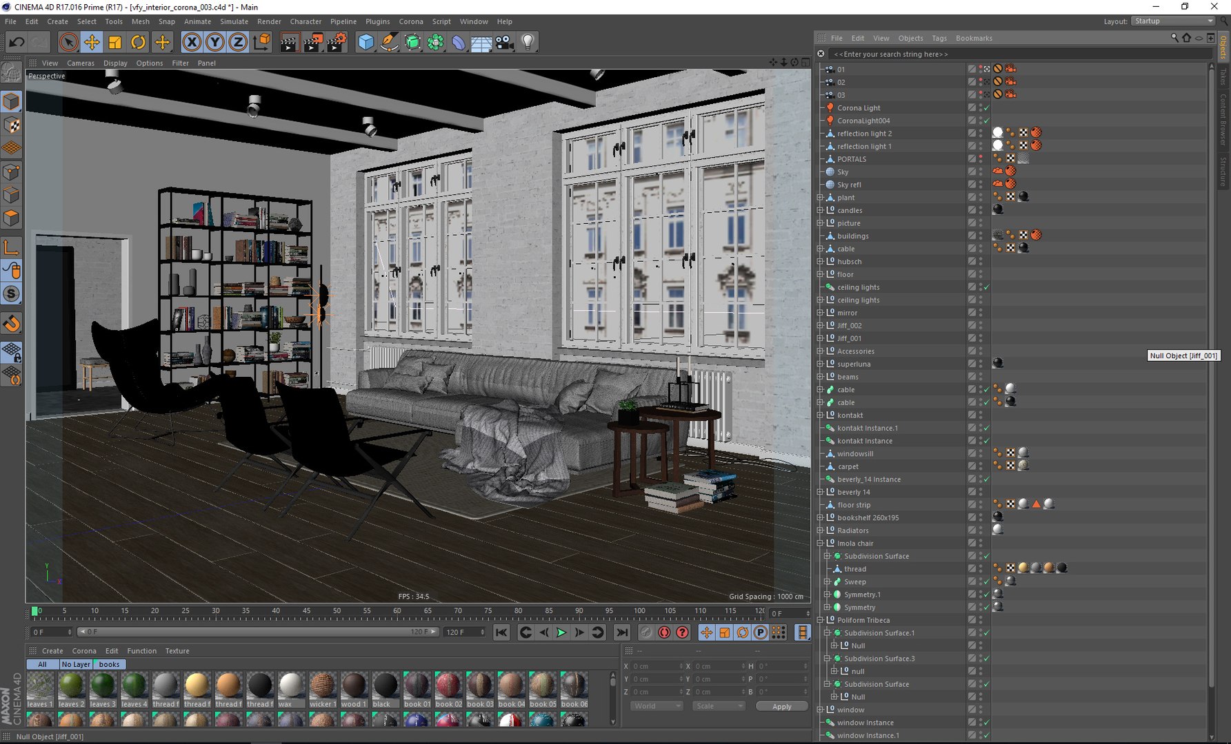 3D Living Room Interior Scene For Cinema 4D And Vray 6 ACES ...