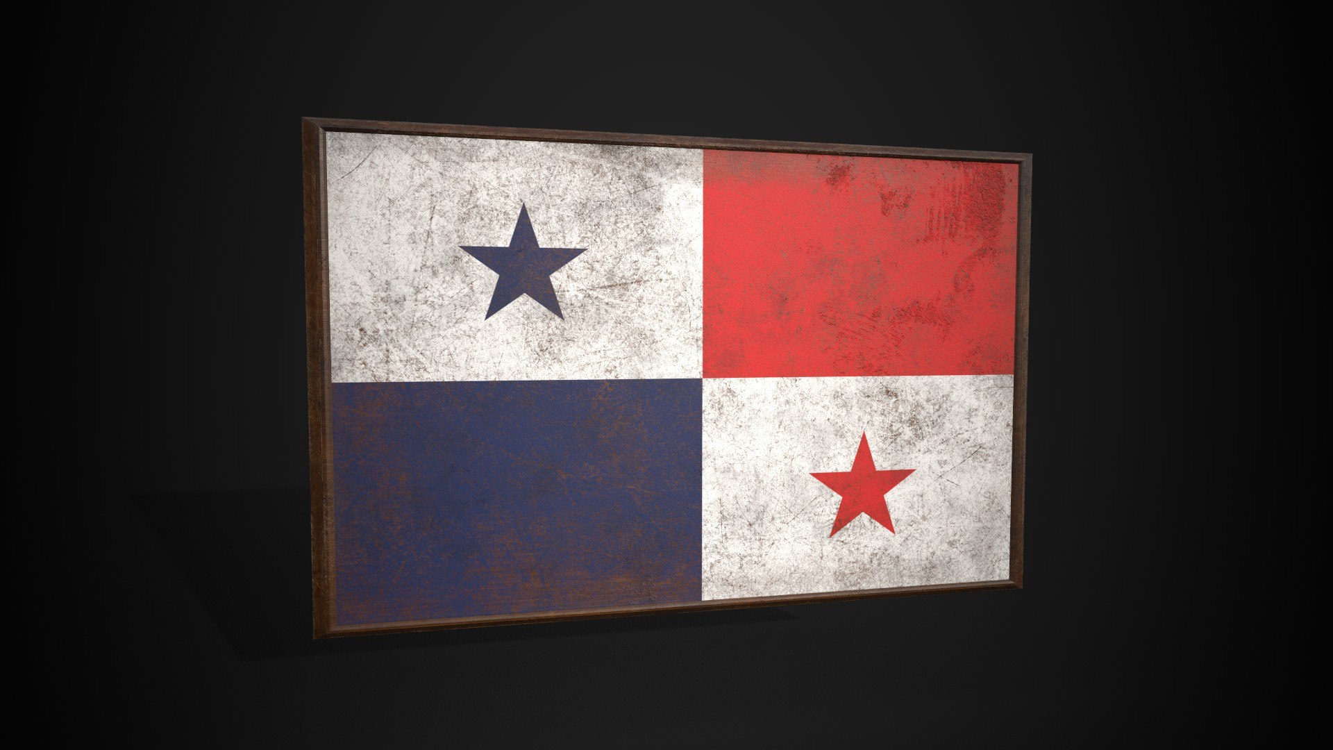 3D Old Picture Frame With Panama Flag - Game Ready PBR Low-poly 3D ...