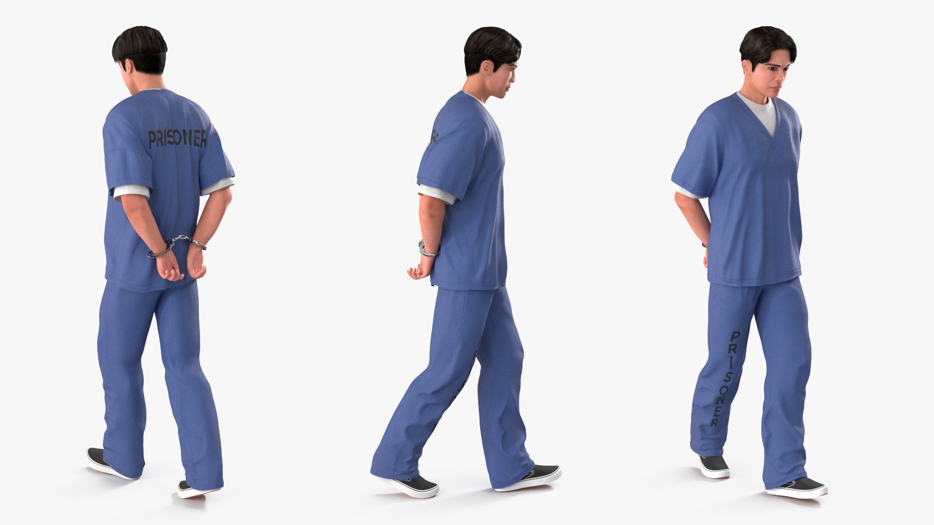 3D Asian Prisoner Blue Uniform Rigged Model - TurboSquid 2363061