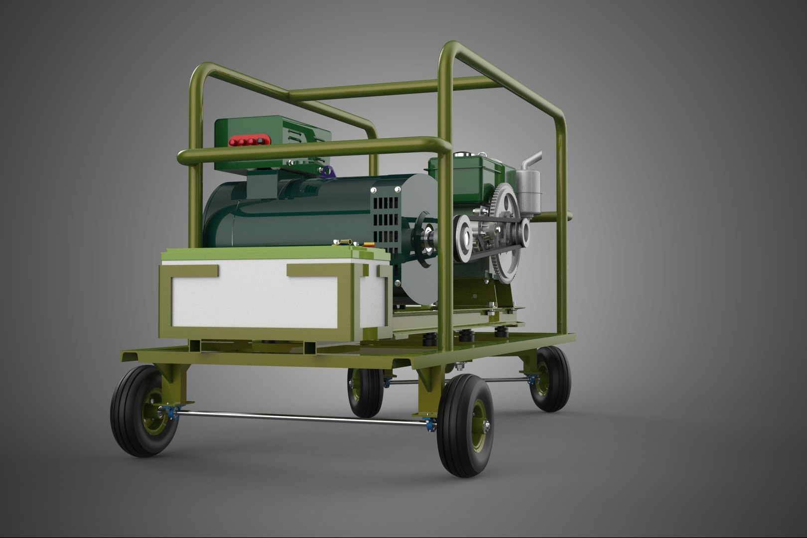 ARMY MILITARY TACTICAL FIELD GENERATOR SET GENSET WHEELED CART 3D Model ...