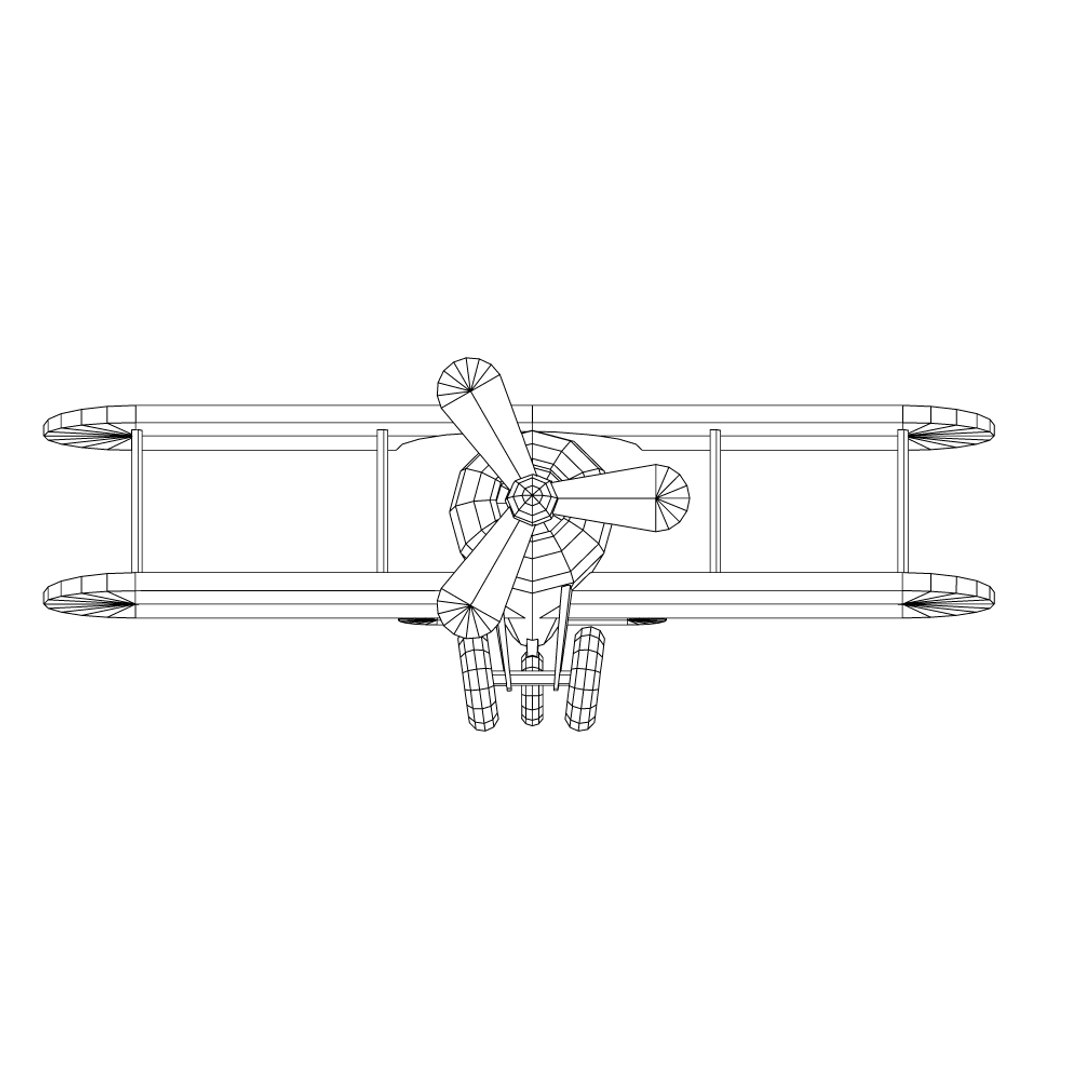 Cartoon Bi-plane 3d Model