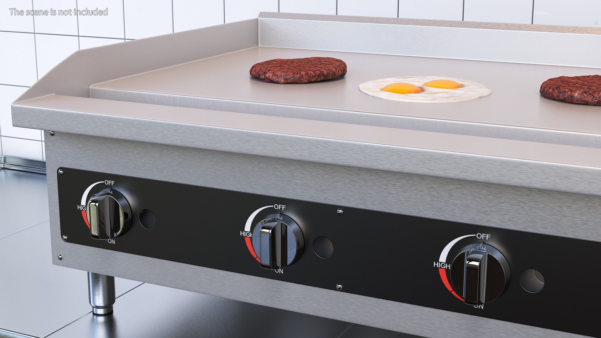 3D Medium Size Flat Top Gas Countertop Griddle With Meals - TurboSquid ...