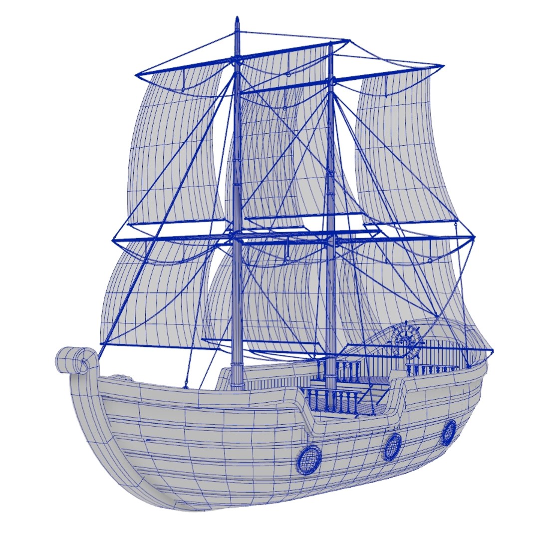 Cartoon Pirate Ship 3d Model