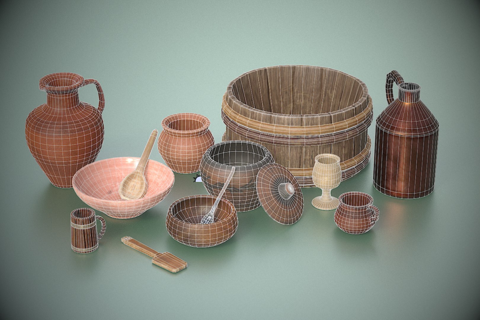 3D Medieval Tableware Set 1 - TurboSquid 1865242