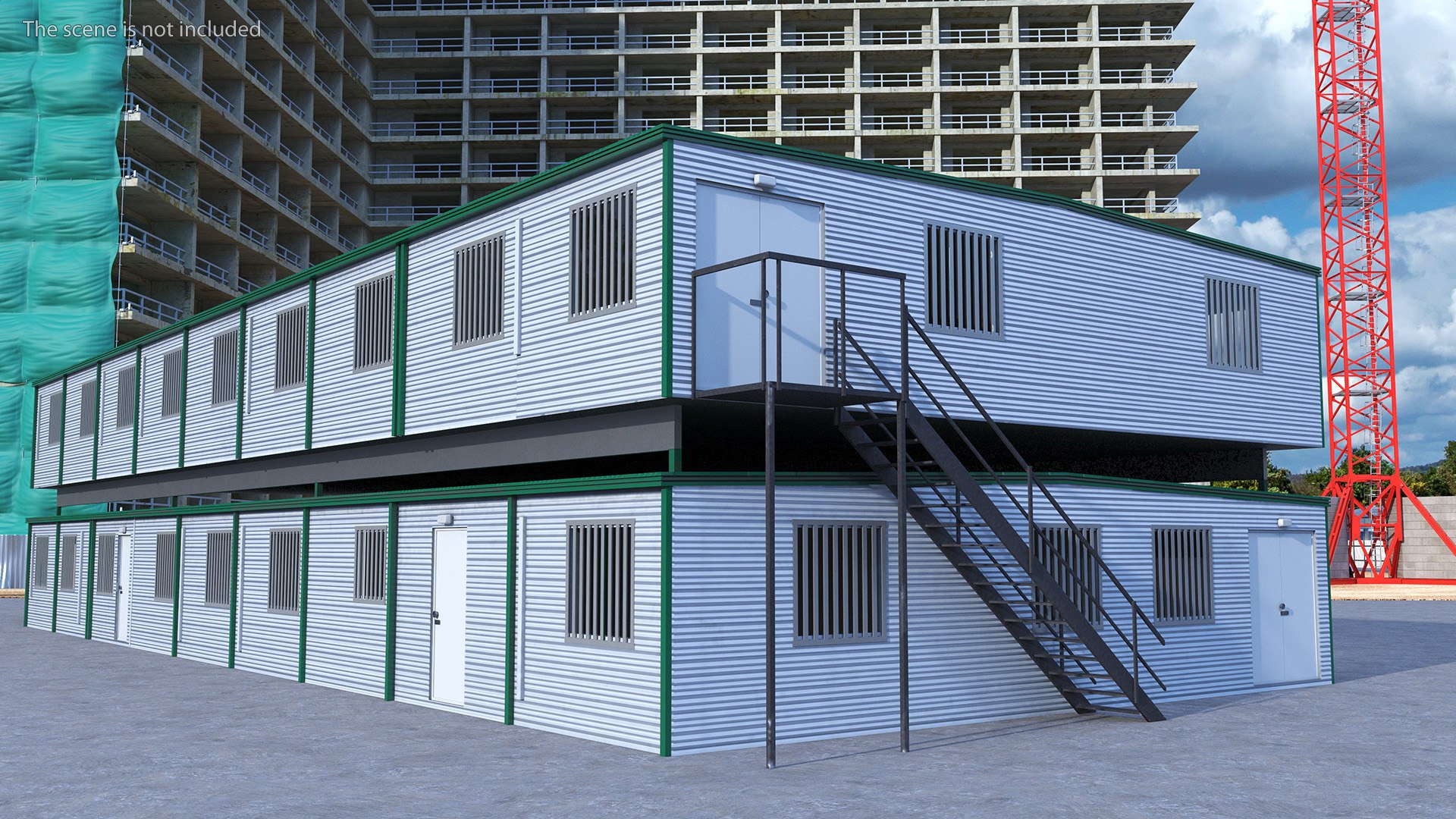 3D Prefabricated Modular Office Two Story Building - TurboSquid 2180130