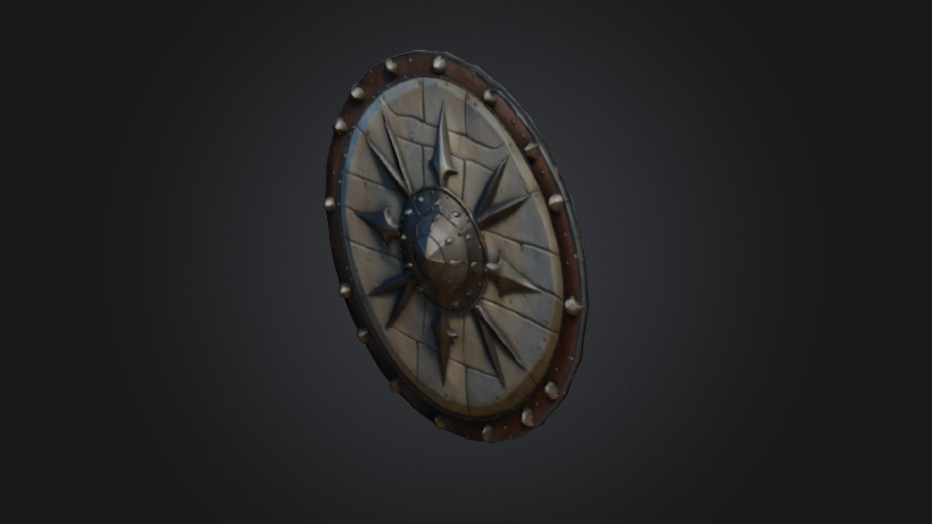 Stylized Game Ready Spiked Shield 3K Triangles Low Poly FBX OBJ BLEND ...
