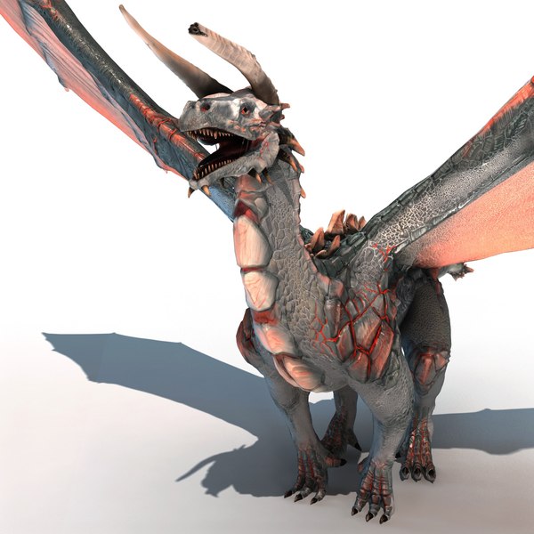 3d realistic volcano dragon pose model