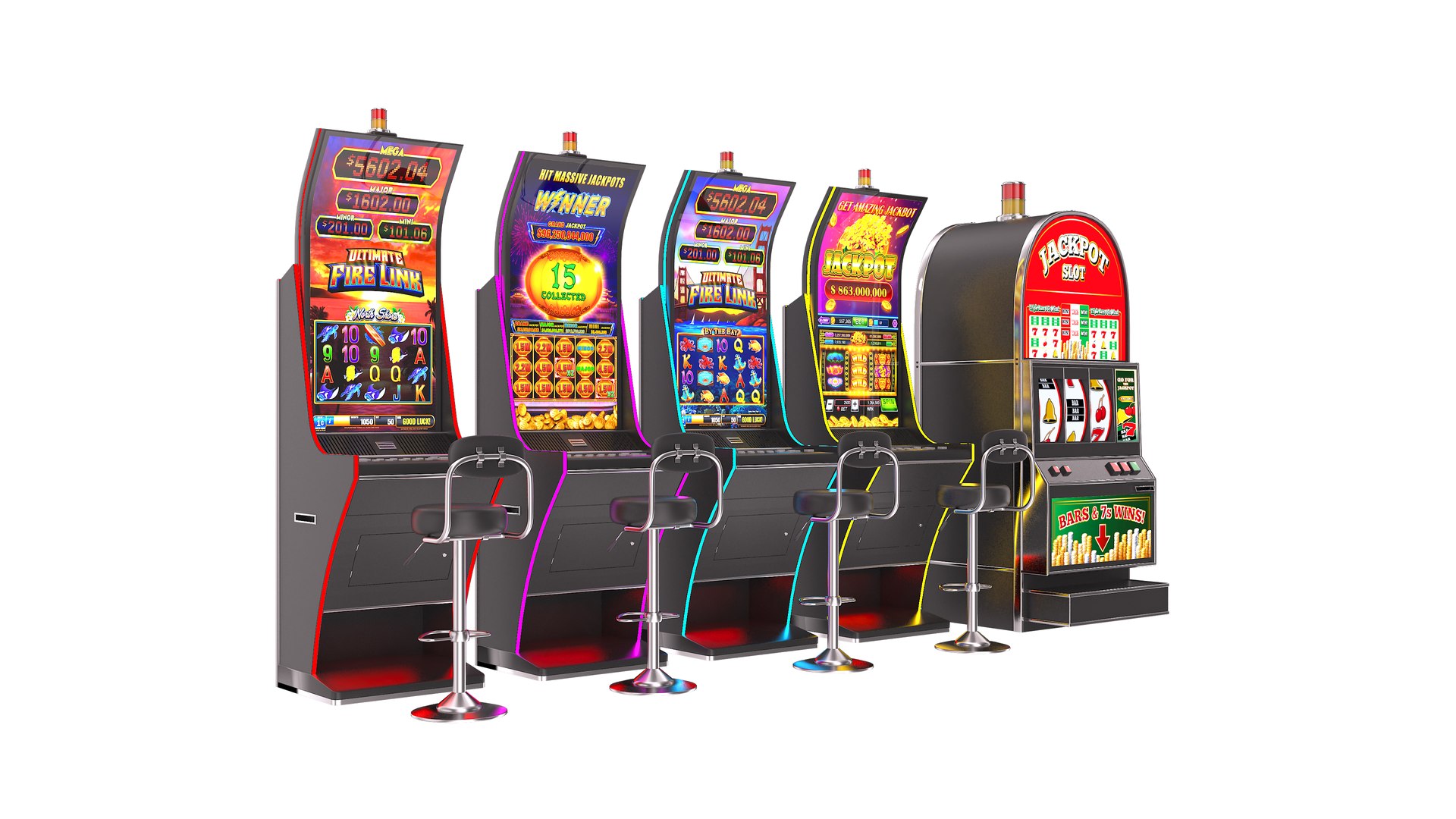3D Slot Machine Row - TurboSquid 1911390