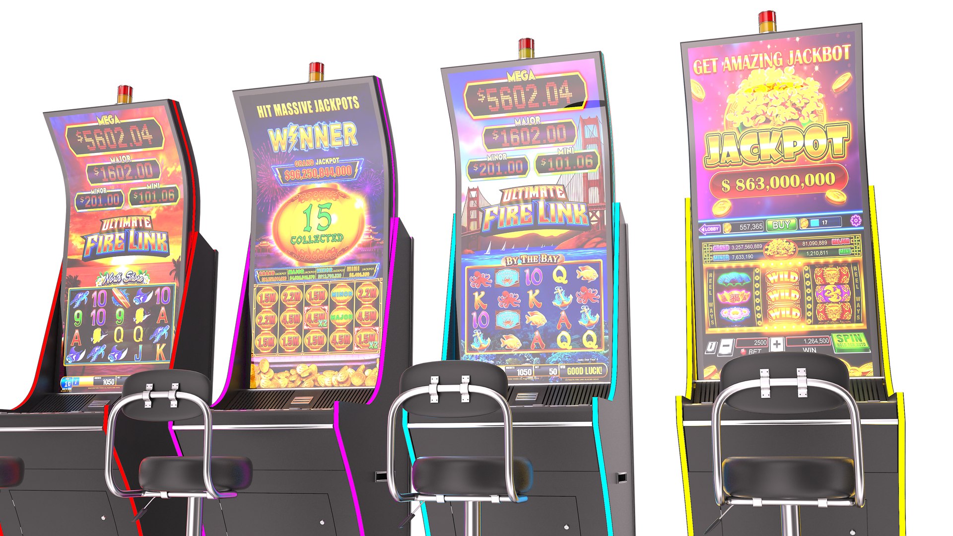 3D Slot Machine Row - TurboSquid 1911390