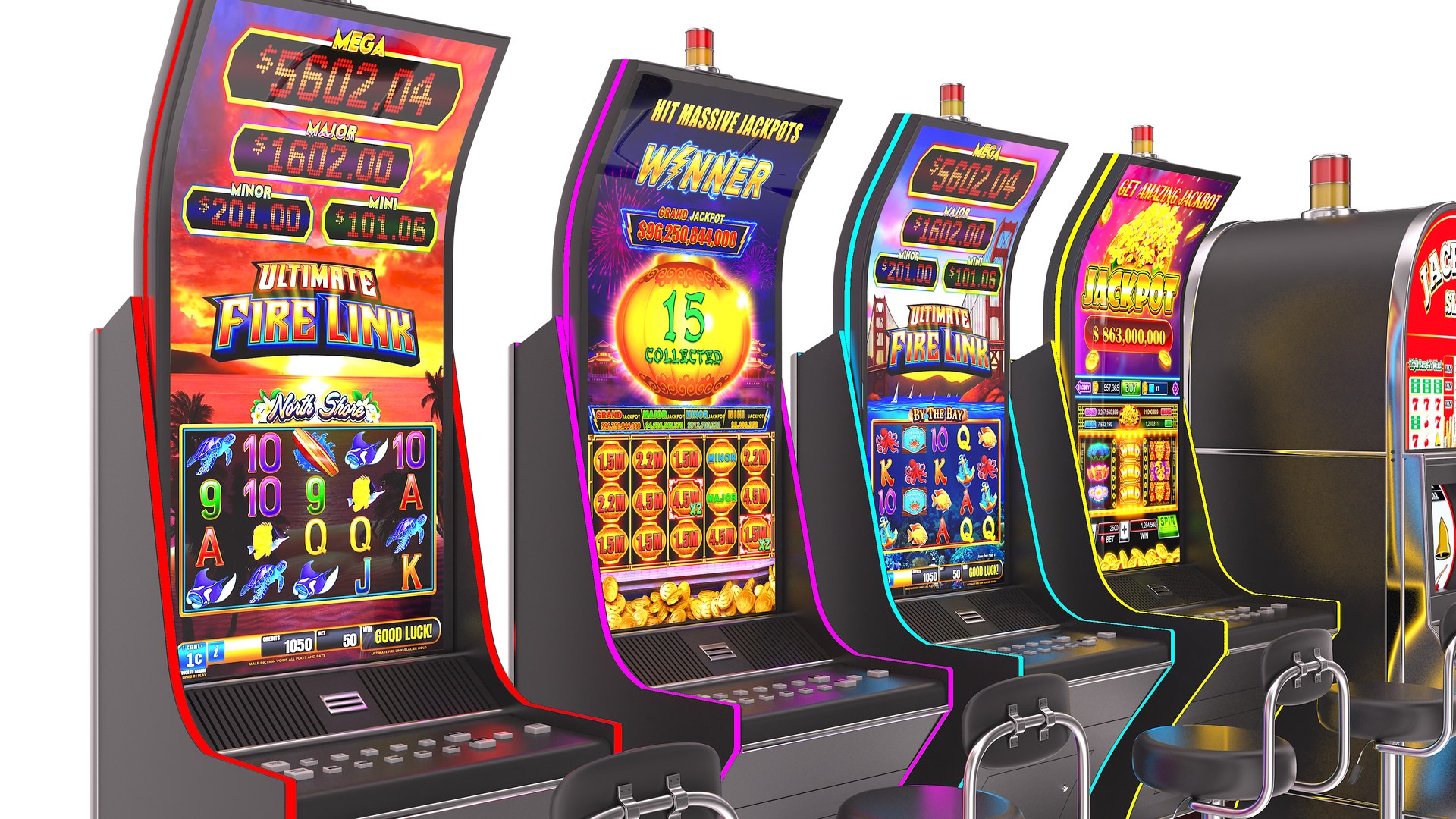 3D Slot Machine Row - TurboSquid 1911390