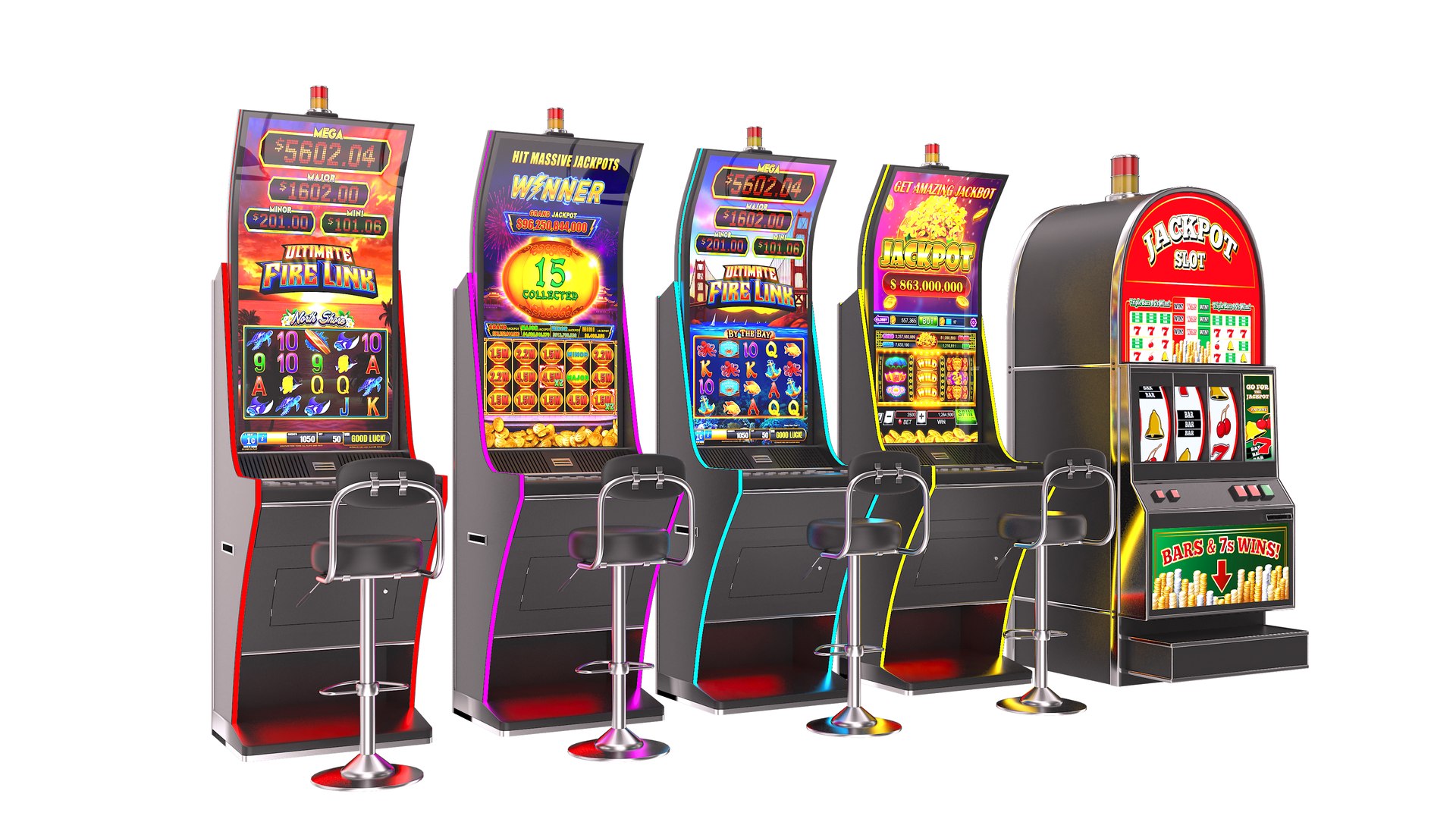 3D Slot Machine Row - TurboSquid 1911390