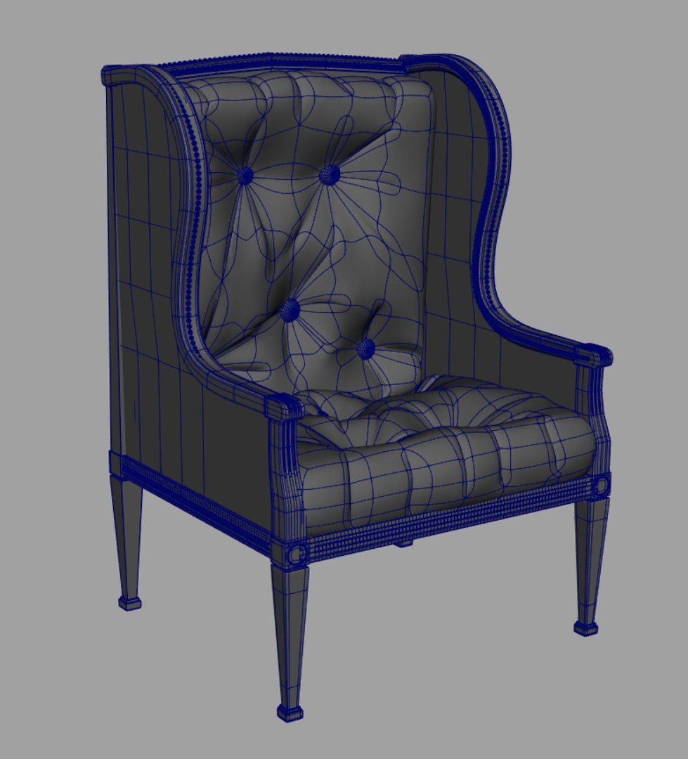 Realistic Old Fancy Chair 3d Model