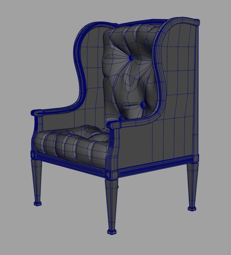 Realistic Old Fancy Chair 3d Model