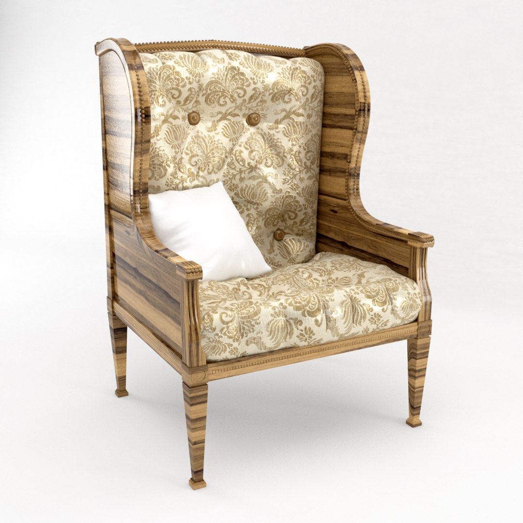Realistic Old Fancy Chair 3d Model