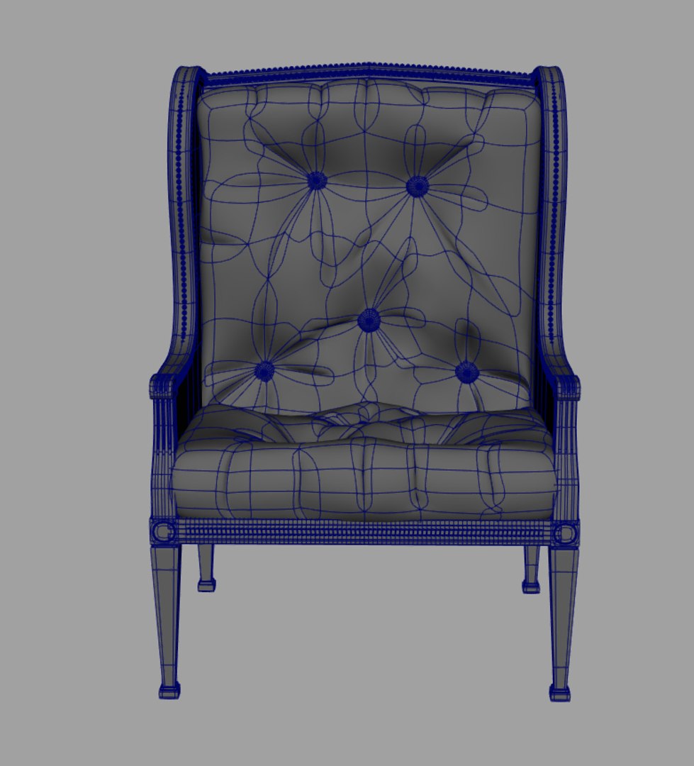 Realistic Old Fancy Chair 3d Model