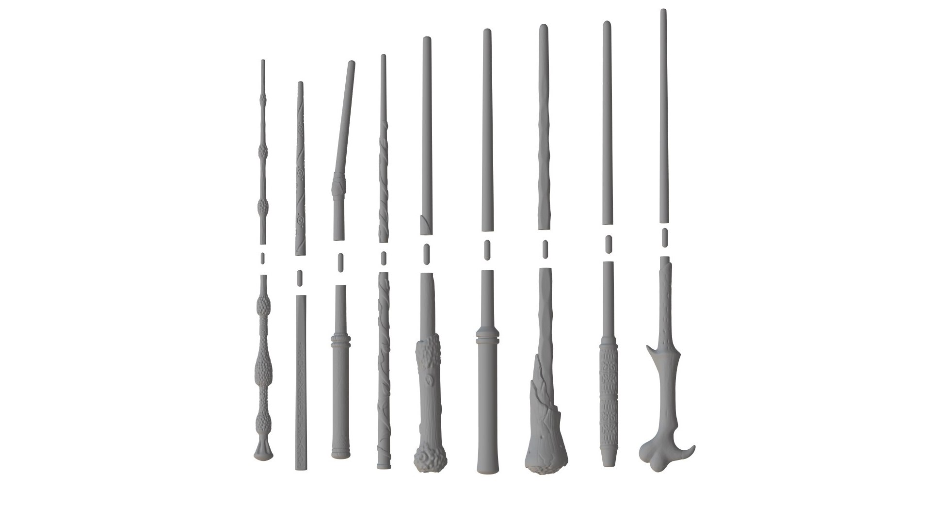 Harry Potter Series Wand Set STL 3D Print Files Model - TurboSquid 2276346