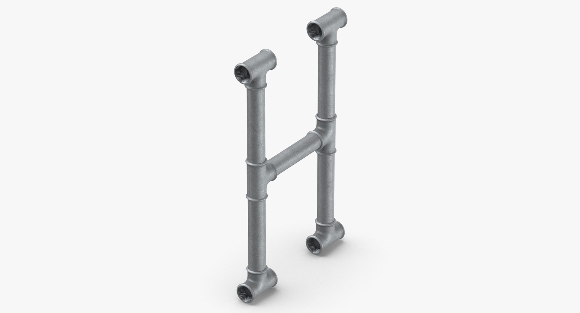 3D Galvanized Steel Pipe Letter Model - TurboSquid 1436526