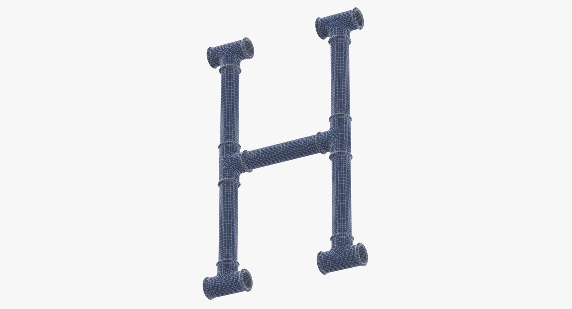 3D Galvanized Steel Pipe Letter Model - TurboSquid 1436526
