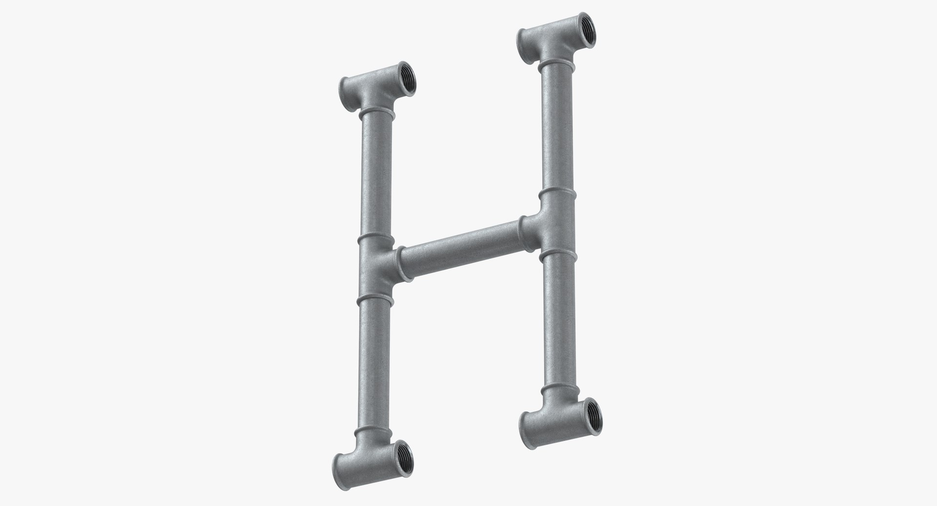 3D Galvanized Steel Pipe Letter Model - TurboSquid 1436526