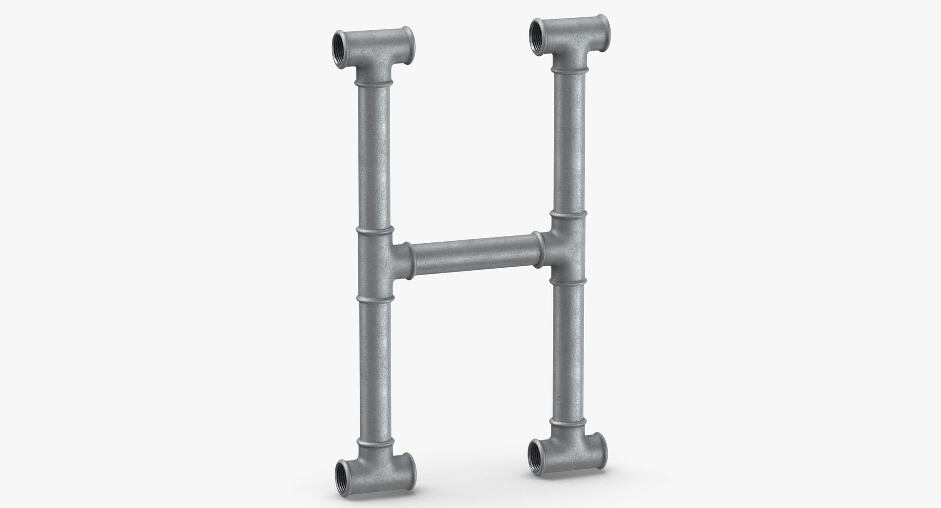 3D Galvanized Steel Pipe Letter Model - TurboSquid 1436526