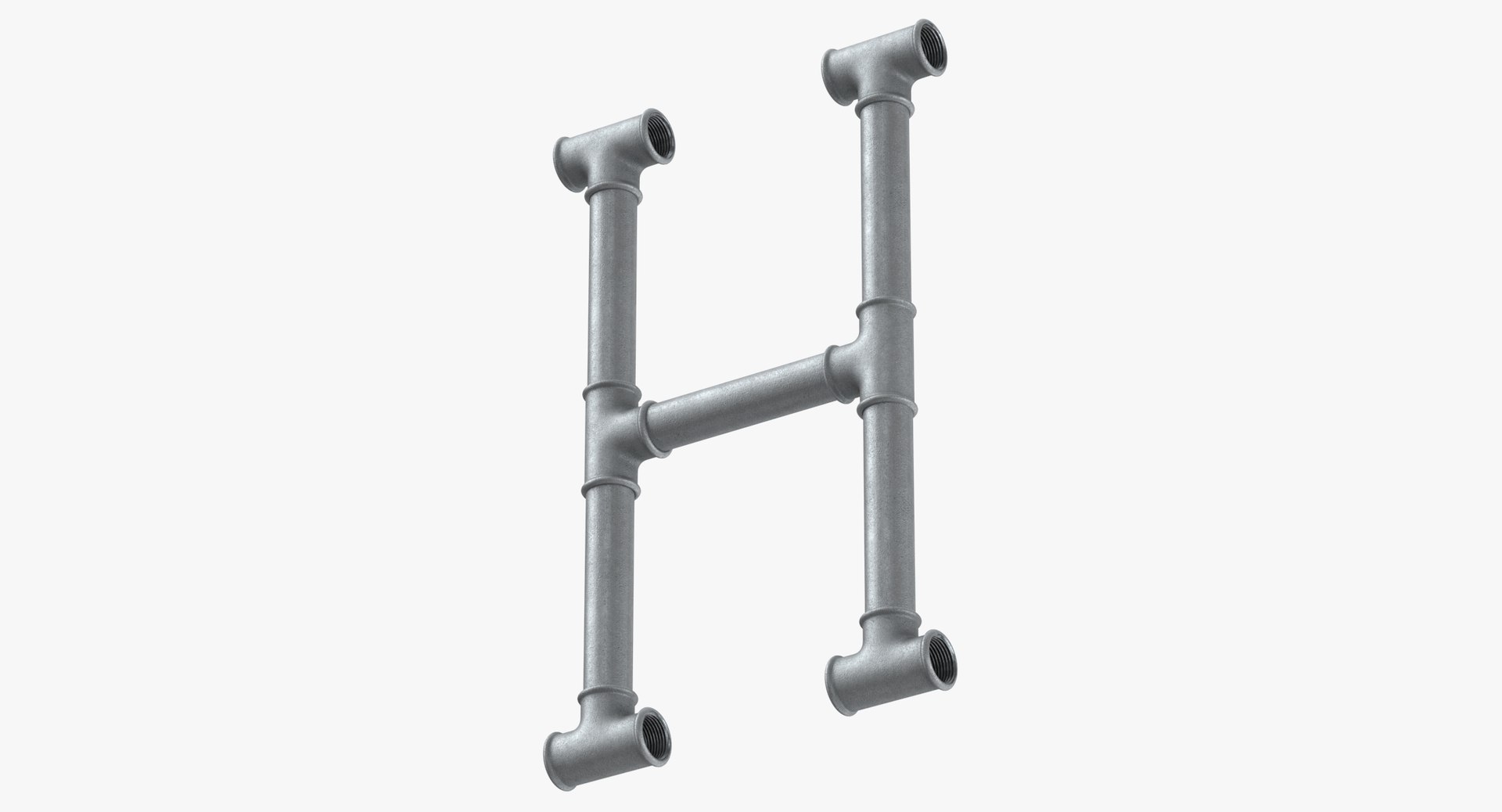 3D Galvanized Steel Pipe Letter Model - TurboSquid 1436526