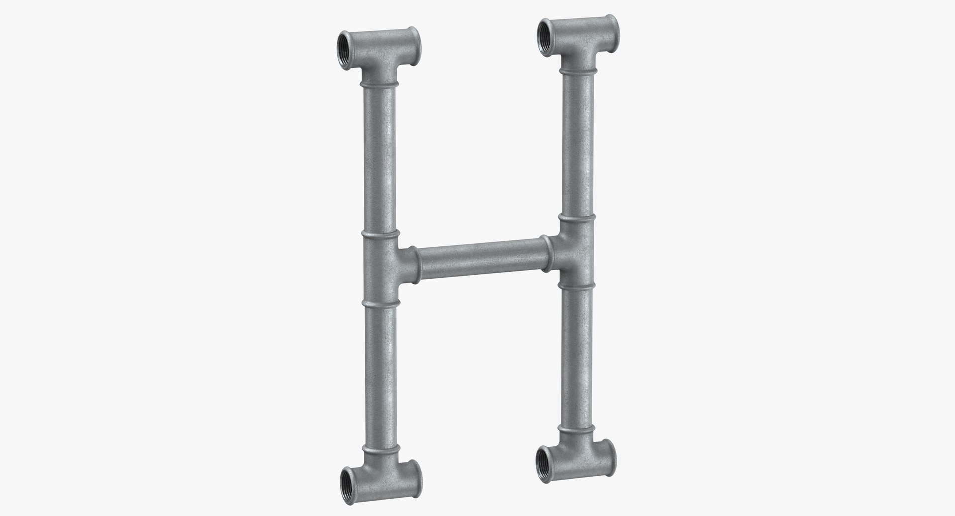 3D Galvanized Steel Pipe Letter Model - TurboSquid 1436526
