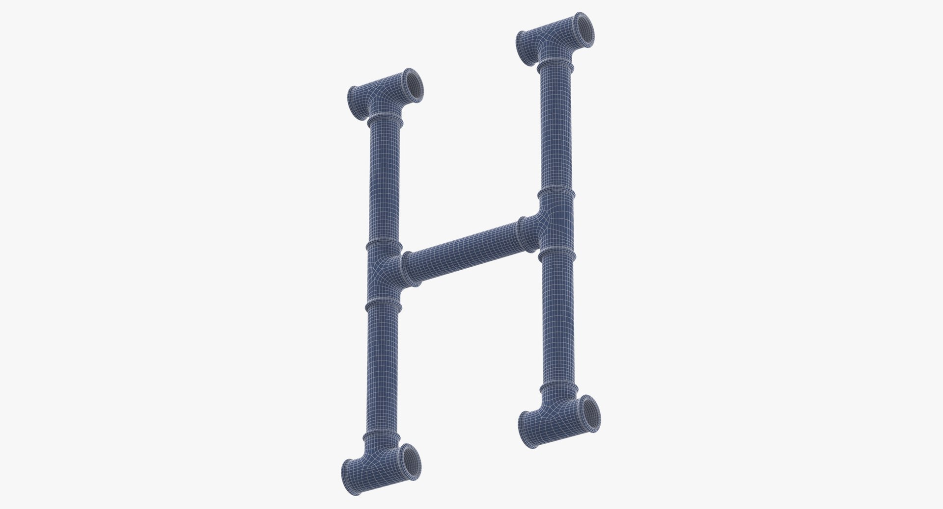 3D Galvanized Steel Pipe Letter Model - TurboSquid 1436526