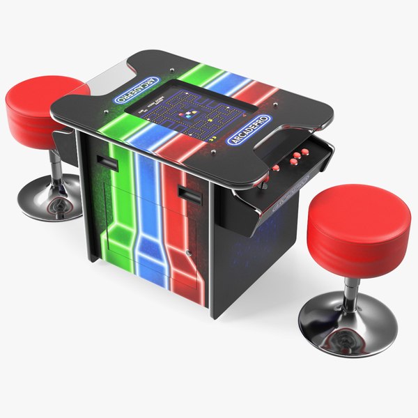 3D Cocktail Table Arcade Machine with Stools - TurboSquid 1737518