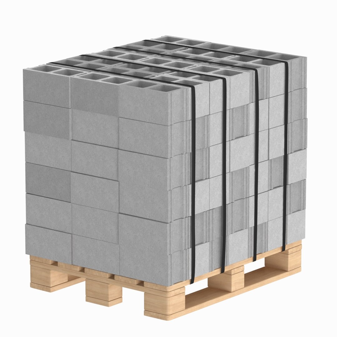 Blocos de concreto em paletes de madeira Modelo 3D - TurboSquid 2307997
