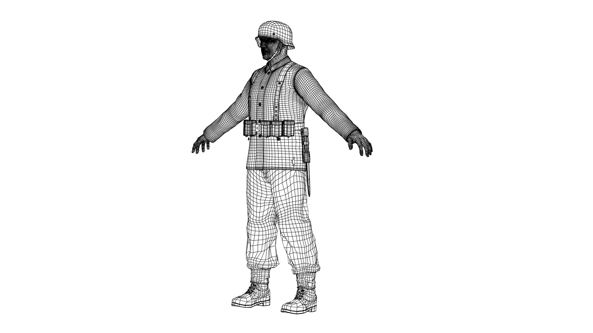 3d wwii german soldier