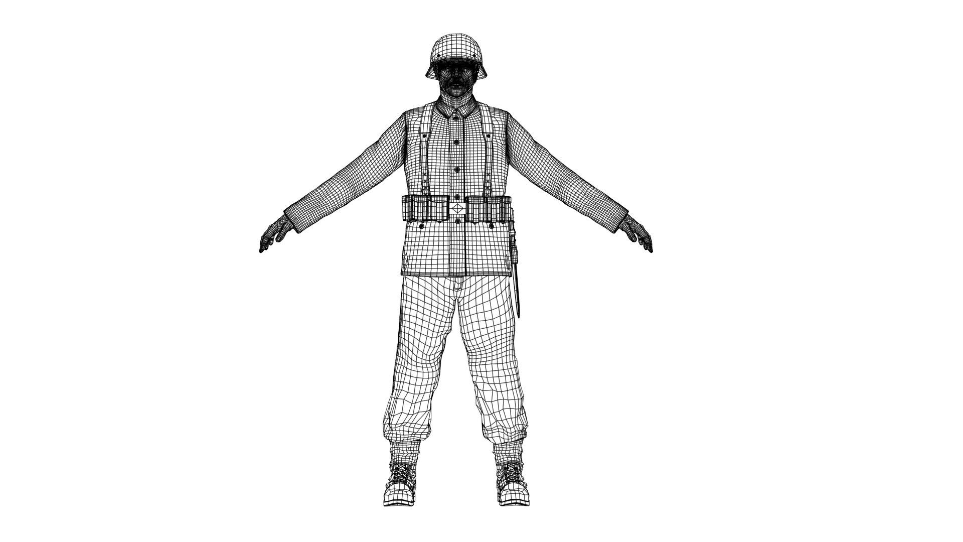 3d wwii german soldier