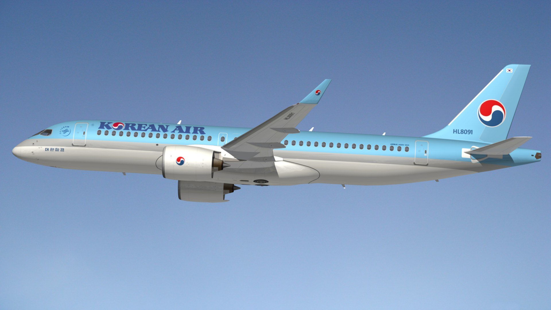 3D Airbus A220 300 Korean Air - TurboSquid 1777243