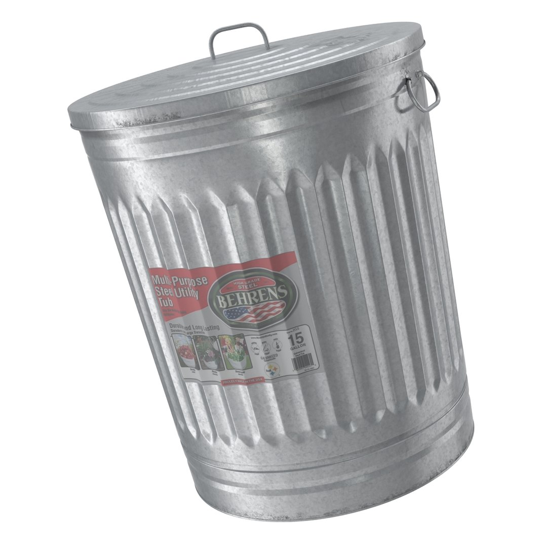 galvanized steel garbage 2 3d model