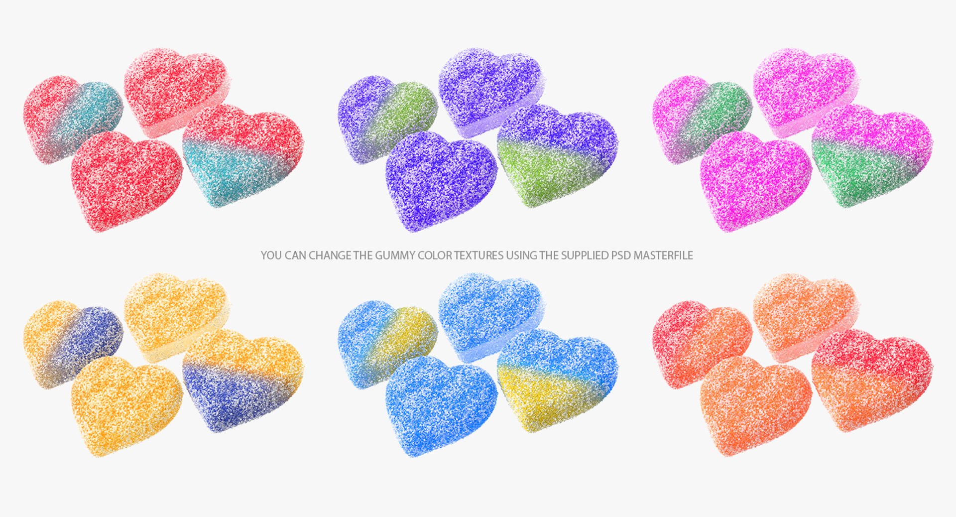3d Model Of Sugar Gummy Hearts