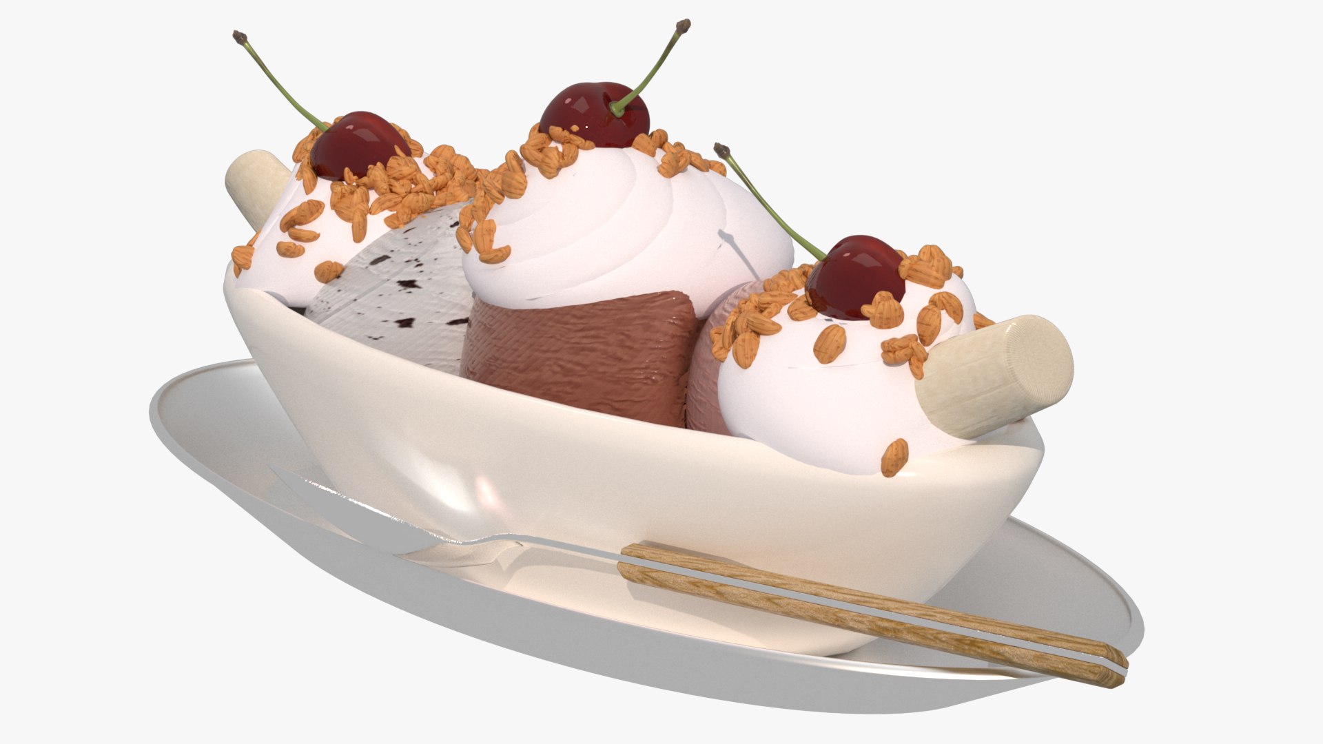 3D Banana Split Sundae - TurboSquid 2027702