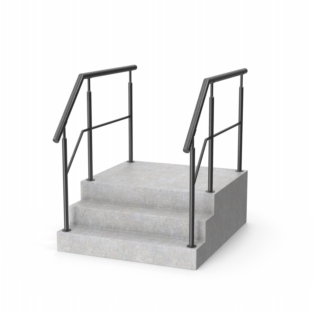 Railings And Concrete Stairs Model - TurboSquid 2212804