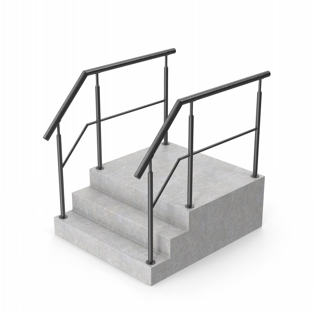 Railings And Concrete Stairs Model - TurboSquid 2212804