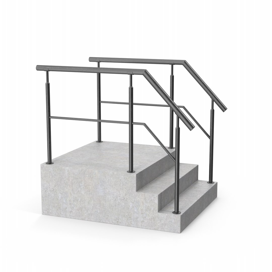 Railings And Concrete Stairs Model - TurboSquid 2212804