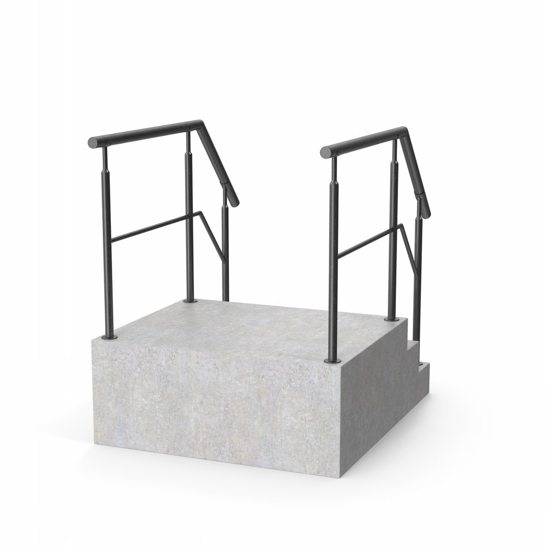 Railings And Concrete Stairs Model - TurboSquid 2212804