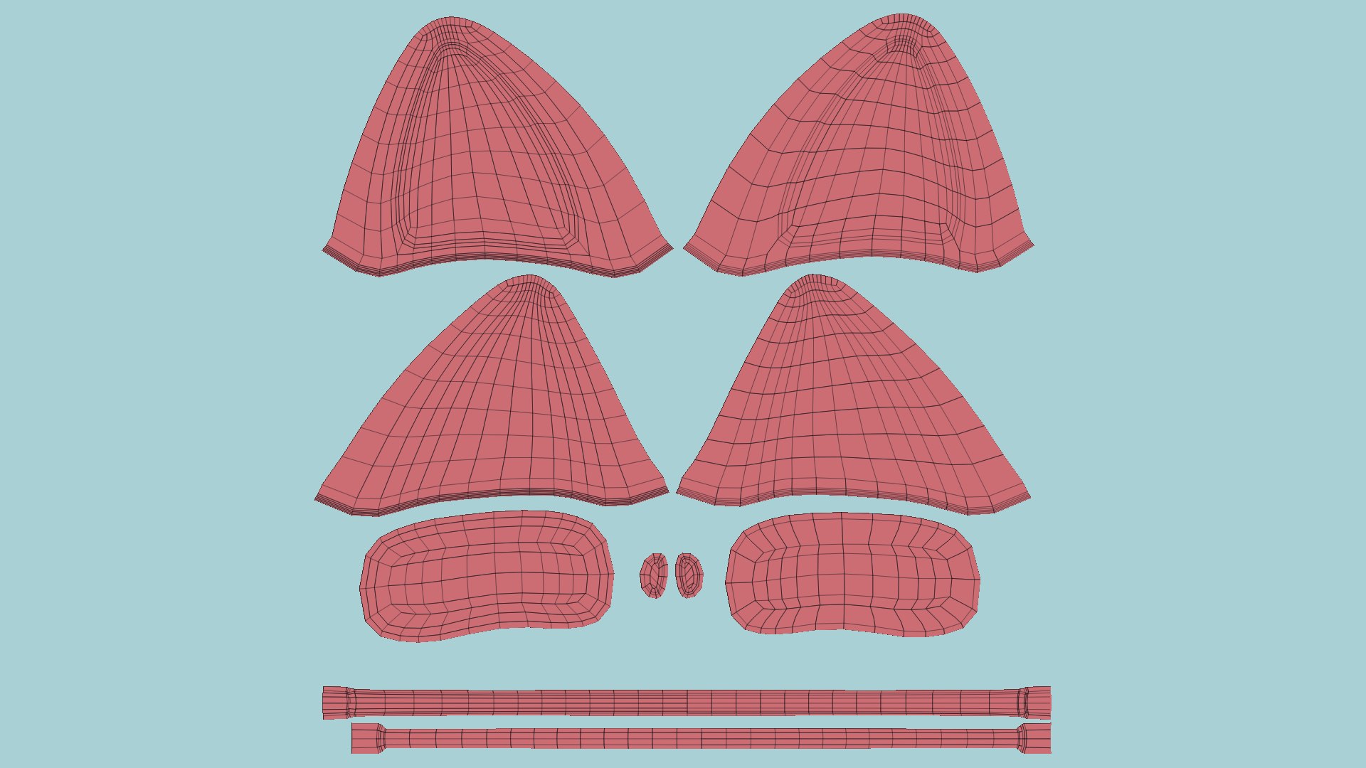 Furry Ears Tiara B10 Red - Headband Character Design Model - TurboSquid ...