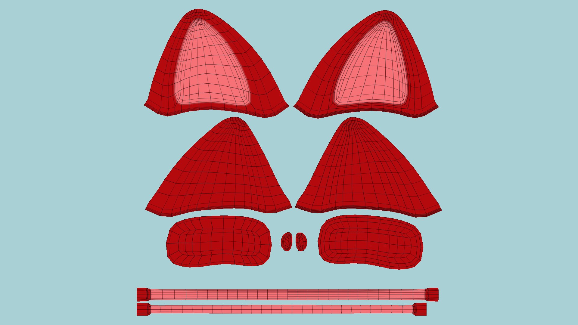 Furry Ears Tiara B10 Red - Headband Character Design Model - TurboSquid ...